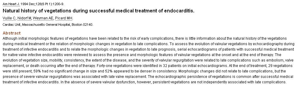 What is the natural history of infective endocarditis vegetation ? | Dr ...