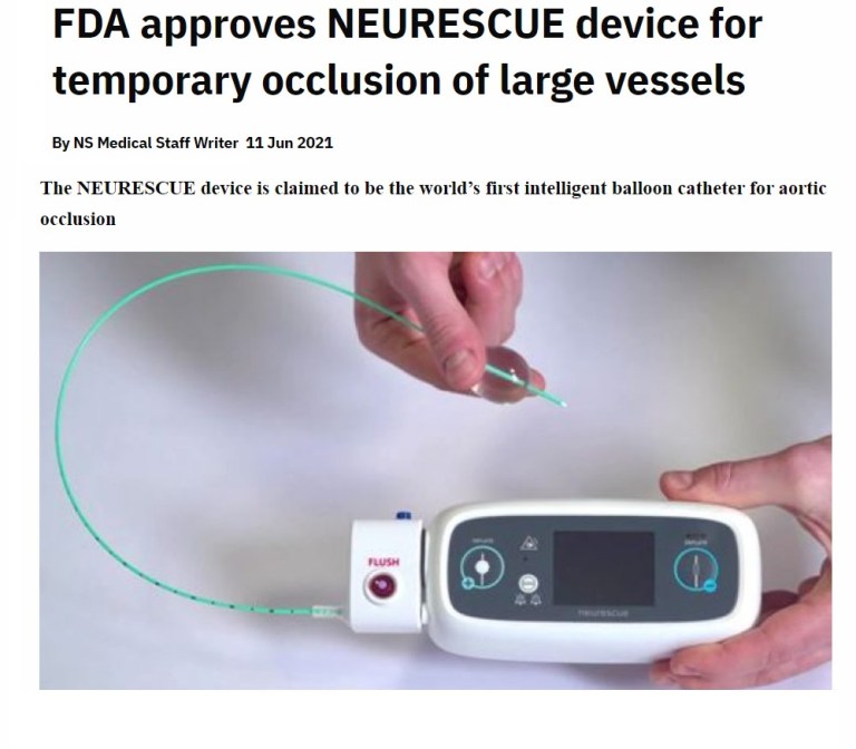 Neurescue: A mini balloon occluding device for cardiac arrest revival ...